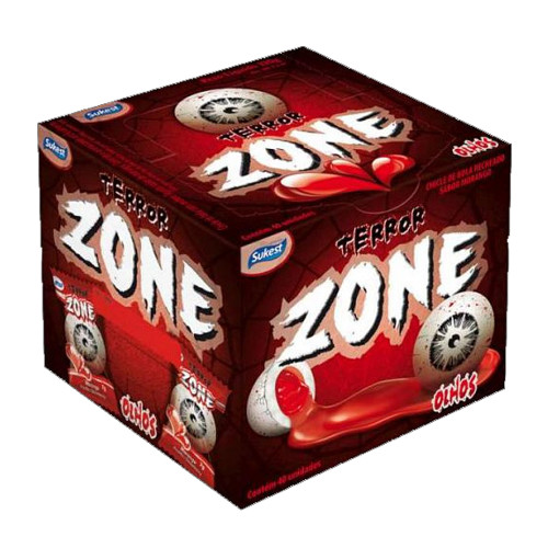 CHICLE TERROR ZONE OJOS FRUTILLA x 40u